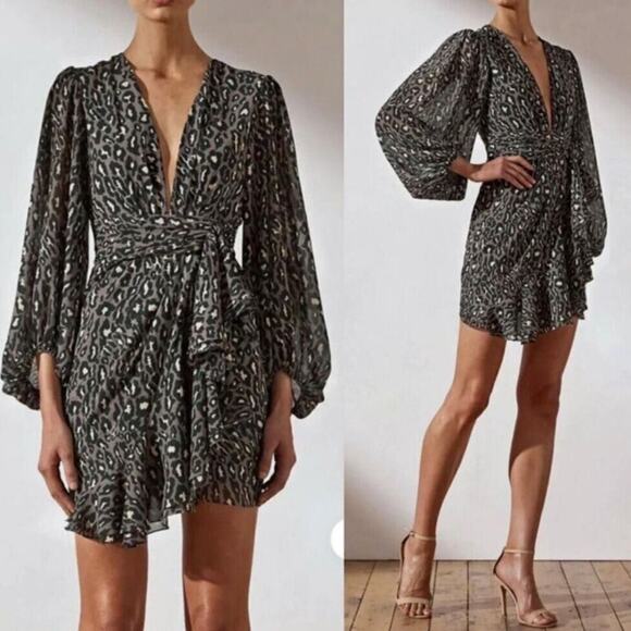 Shona Joy | Dresses | Shona Joy Leopard Print Wrap Mini Dress | Poshmark
